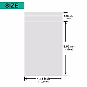 200ct Clear Plastic Bags, Self Sealing Cellophane Bags, Resealable Cellophane Bags for Bakery Cookies Candy Decorative Wrappers (4" x 9")