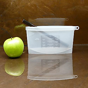 7Penn Silicone Food Storage Bag, 500mL - 2pk Washable 7.75 x 4in Clear Reusable Food Bags for Sandwiches and Snacks
