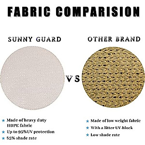 SUNNY GUARD Sun Shade Sail 13' x 19.5' Rectangle Cream UV Block Sunshade for Backyard Yard Deck Patio Garden Outdoor Activities and Facility