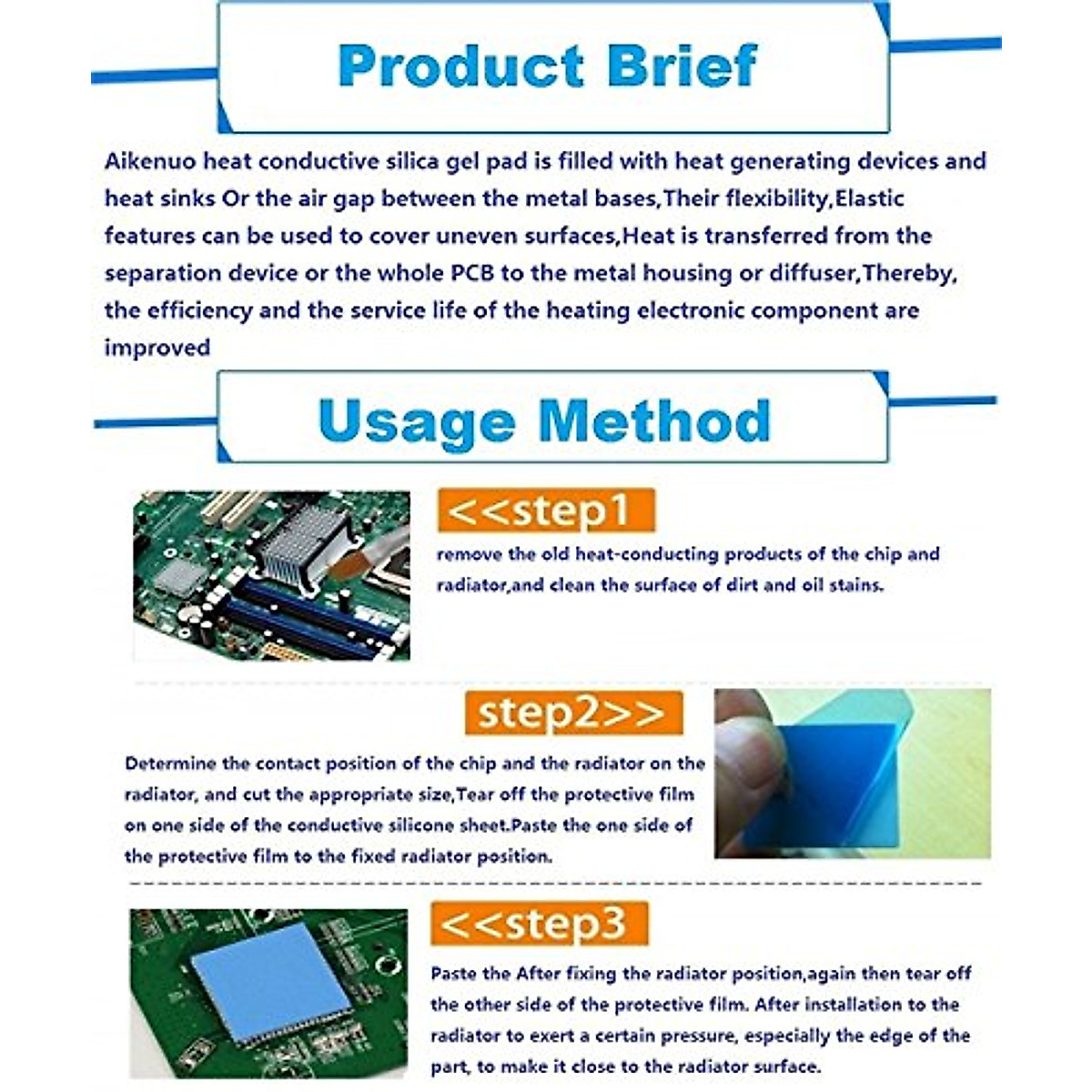 Thermal Pad,200x200x3mm 6W/m.k Thermal Conductivity,with Good efficient Heat Dissipation Performance for Laptop Heatsink/CPU/GPU/SSD/IC/LED Cooler