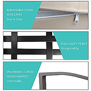 ALAULM Outdoor Rocking Chairs 3 Pieces Patio Bistro Set Patio Furniture Set Armrest Chair with Sand Thickened Cushions and Coffee Table for Patio Backyard Porch