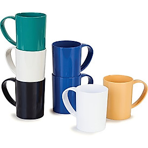 Carlisle FoodService Products Mug Plastic Coffee Mug with Large Handle for Buffets, Home, and Restaurant, Tritan, 12 Ounces, White