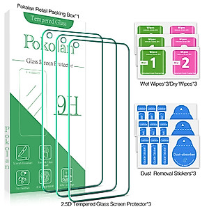 Pokolan [3 Pack Screen Protector For OnePlus Nord N10 5G Tempered Glass, HD Clear, 9H Hardness, Anti-Scratch, Bubble-Free, Easy to Install, Case Friendly