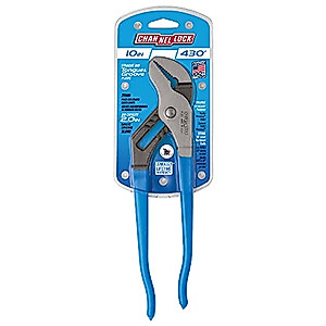 Channellock 430 Tongue & Groove Pliers | 10" Straight Jaw Groove Joint Plier with Comfort Grips | 2" Jaw Capacity | Laser Heat-Treated 90° Teeth| Forged From High Carbon Steel | Made In USA,Black, Blue, Silver,10-Inch