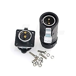 HangTon LP20 2 Pin Waterproof Power Screw Crimp Connector Industrial Bulkhead Male Cable Plug Female Panel Socket for RV Solar Port, Furrion Solar Charge Screw Panel Mount+Plug