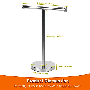 Kalitro Towel Rack Hand Towel Stand, Bathroom Hand Towel Holder Stand with Heavy Base, SUS304 Stainless Steel Brushed Nickel