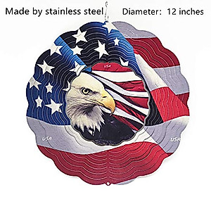 Patriotic Wind Spinner Metal Garden Decor Outdoor 3D Stainless Steel Sculptures Kinetic Hanging Whirligigs Yard Art Decorations Backyard Indoor Patio Lawn Ornaments Clearance Sun Catcher Windmill