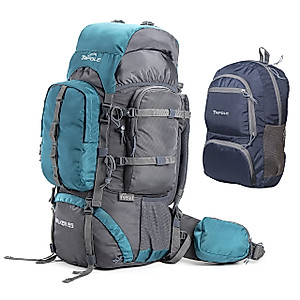 Tripole Walker 65 Litres Rucksack With 20 Litre Foldable Day Pack | Internal Frame With Metal Rod | Rain Cover | Bottom Opening | Laptop Section (Sea Green)
