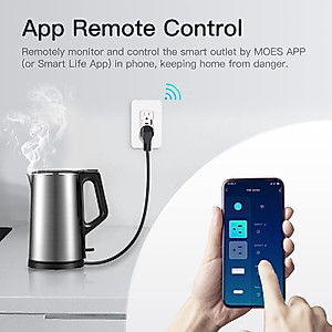 MOES WiFi Smart Outlet Extender Shelf Multi Outlets with 2AC Electrical Socket Splitter Wall Plug Expander with Nightlight Relay Status and Light Mode, 2x1000W, White Removable Shelf
