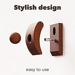 Tapestry Hangers, 4 Small Quilt Hangers for Wall Hangings, Blanket Hanger Clamps, Carpet Rug Display, Wooden Wall Clips for Hanging (Brown)