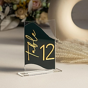 5x7 Inch Clear Acrylic Sign with Stand | 10 Pack Blank Acrylic Table Signs and Base for DIY Wedding Table Numbers, Wedding Signage, Events& Parties