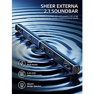 MEREDO Sound bar with Subwoofer 180W Detachable 2 in 1 Sound Bars for TV 2.1CH Treble & Bass Adjust 5 EQ Modes ARC/Optical/AUX/Bluetooth 12L Deep Bass for Home Theater Wall Mount-37 Inch