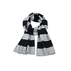Gru Costume Scarf, Winter Cashmere Feel Knit Scarf for Men Women Classic Black Gray Striped Scarves Fall Lightweight Long Scarf Soft Shawl for Halloween Christmas Costume Father Gifts (Grey & Black)