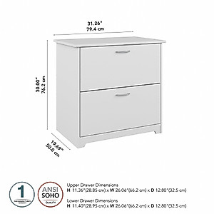 Bush Furniture Cabot 2 Drawer Lateral File Cabinet, White