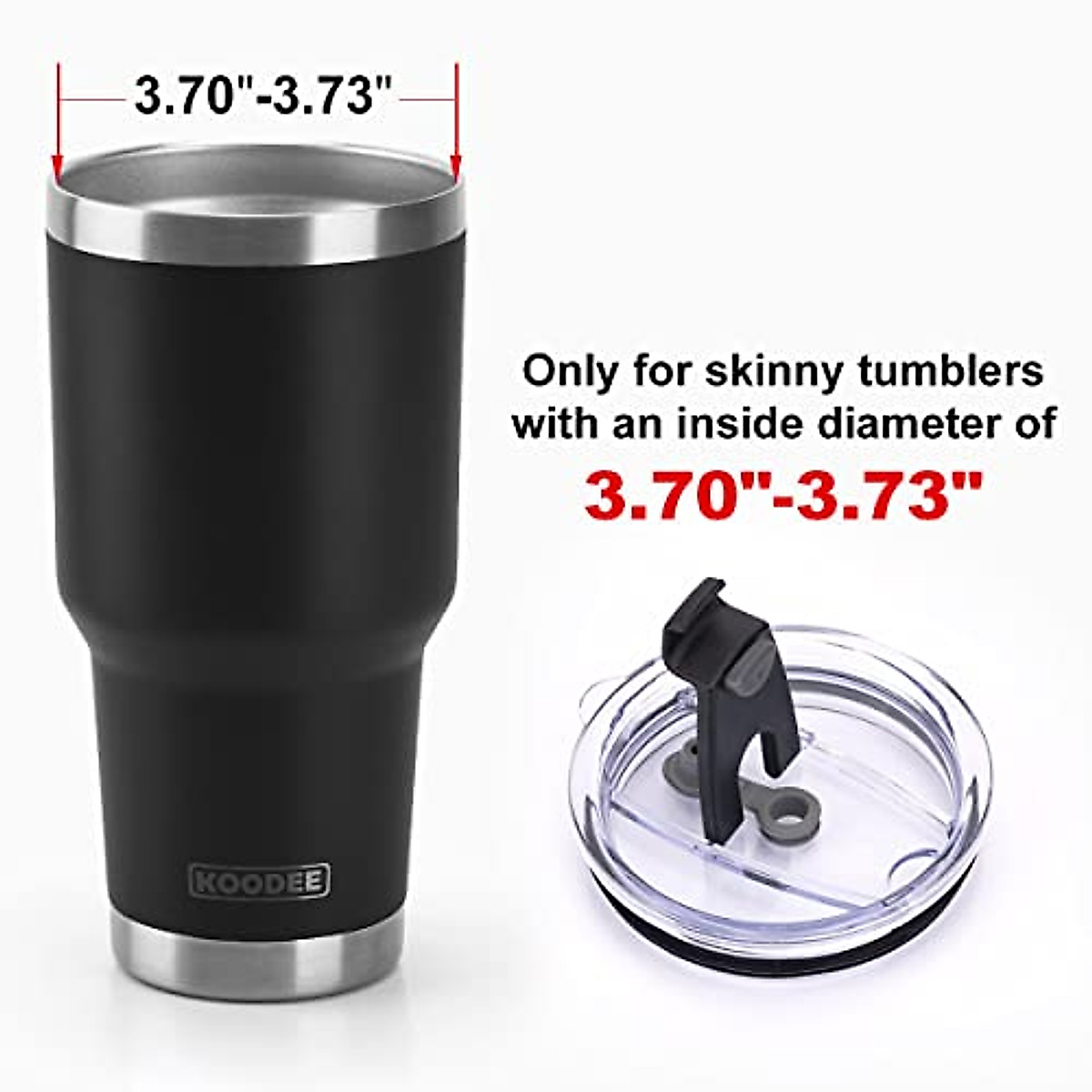 30 oz Tumbler Lids, Fits for 30Oz YETI Rambler, Ozark Trail and More, Koodee 2 Pack Spill-proof Lids,Covers for 30 Ounce Tumbler,Cup (Black)