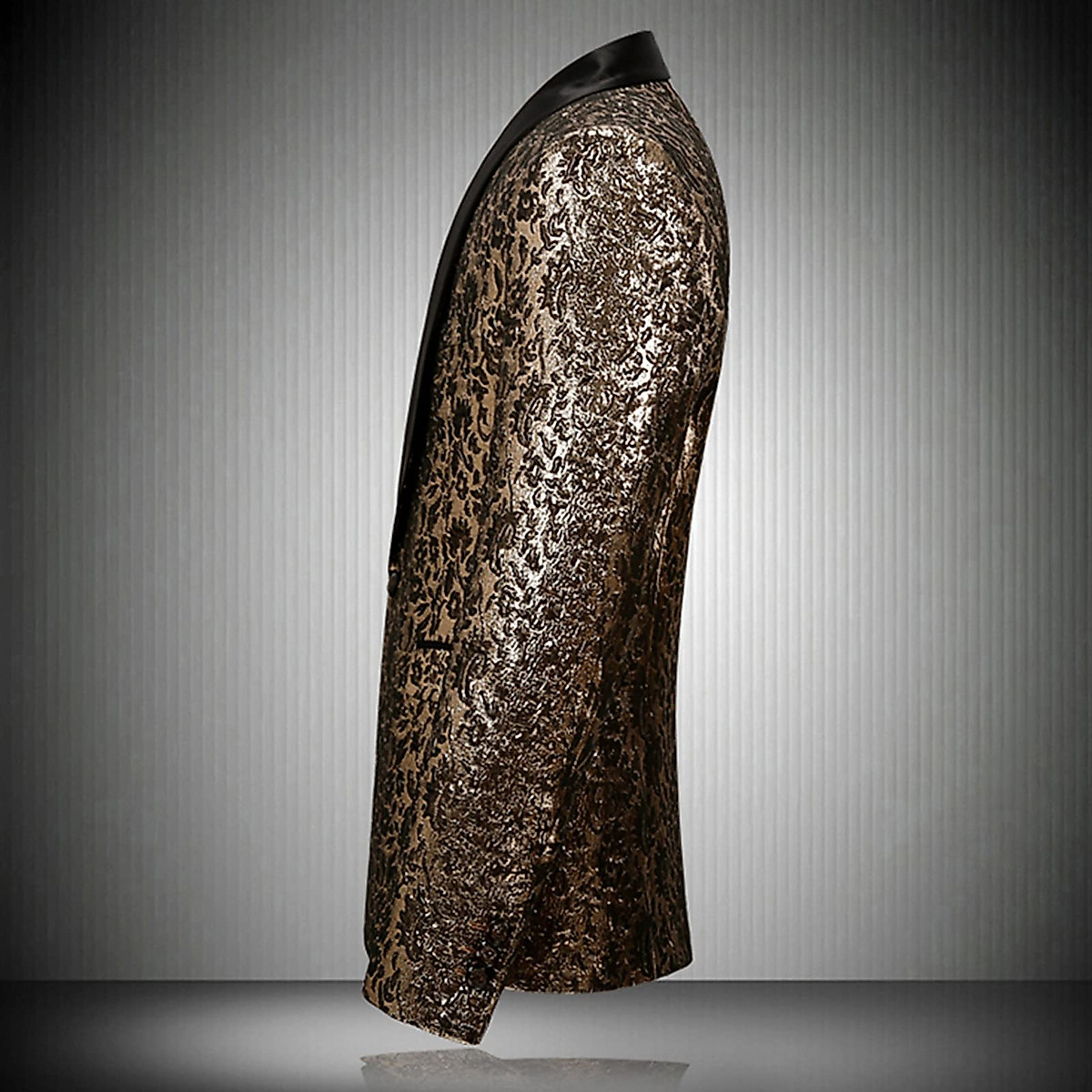 Men's Floral Dress Blazer Suit Jacket One Button Dinner Party Prom Jackets Luxury Stylish Slim Fit Wedding Tuxedo (Brown,50)