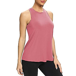 Bestisun Workout Tank Tops Loose fit Sleeveless Yoga Tops Racerback Muscle Tank Tops Summer Activewear Gym Dacne Tops Workout Exercise Clothes for Women Rose M