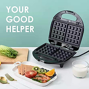 VCJ Sandwich Maker Waffle Maker 3-in-1 800W Panini Press with Detachable Non-stick Plates, LED Indicator Light, Cool Touch Handle, Compact and Portable