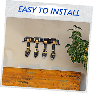 OFFSCH Tool Holder Rake Holder Garage Organization Battery Tools Holder Cordless Drill Tools Organizer Garage Wall Organizer Shovel Holder Storage Shelves Drill Rack Black Carbon Steel