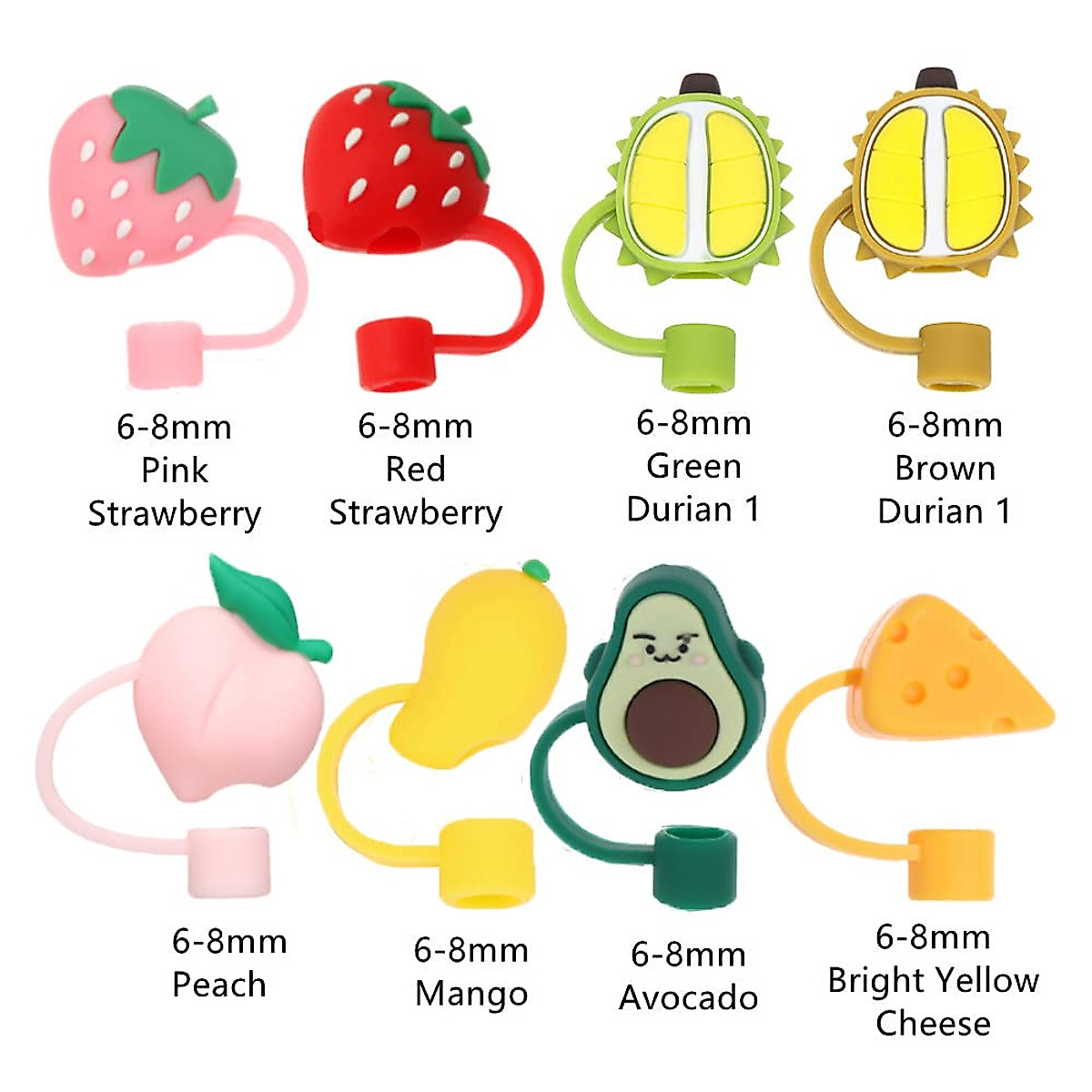 Beyonday Cute Silicone Straw Plug, Reusable Drinking Dust Caps, Cartoon Plugs Cover, Splash Proof Straw Tips, Cup Straw Accessories (Peach)