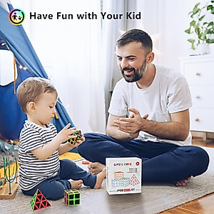 Vdealen Speed Cube Set, Puzzle Cube Bundle of 2x2x2 3x3x3 4x4x4 Pyramid Magic Cube Set, Birthday Party Christmas Stocking Stuffers Gift for Kids Teens Adults(Carbon Fiber Sticker)