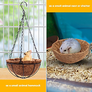 VCZONE Metal Frame Rabbit Hay Feeder with Hanging Basket, Timothy Hay and Coconut Fiber Nest, for Guinea Pig, Rabbit, Chinchilla