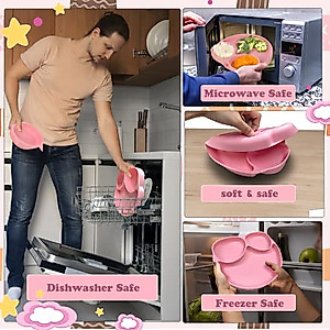 Baby Led Weaning Supplies, 16Pack Silicone Baby Feeding Set Baby Feeding Supplies Baby Eating upplies Infant Self Eating Utensil Set with Suction Bowls Plates Bibs Cups Spoons and Forks - 6+ Months