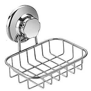 SANNO Suction Cup Soap Dish Holder Deep Bathroom Basket Shower Caddy
