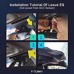 Fitcamx 4K Dash Cam Suitable for Lexus ES350 ES300h F Sport ES250 2019 2020 2021 2022 2023 Luxury Sedan 4D, Integrated OEM Style, UHD 2160P Video WiFi, G-Sensor, Loop Recording, Plug&Play, 64GB Card