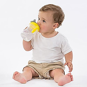 b.box Bottle to Cup Transition Pack - Includes 4 Lids (Nipple, Spout, Straw, Training Cup Lid), BPA-Free, Dishwasher-Safe, Ages 4+ Months (Lemon, 8oz)