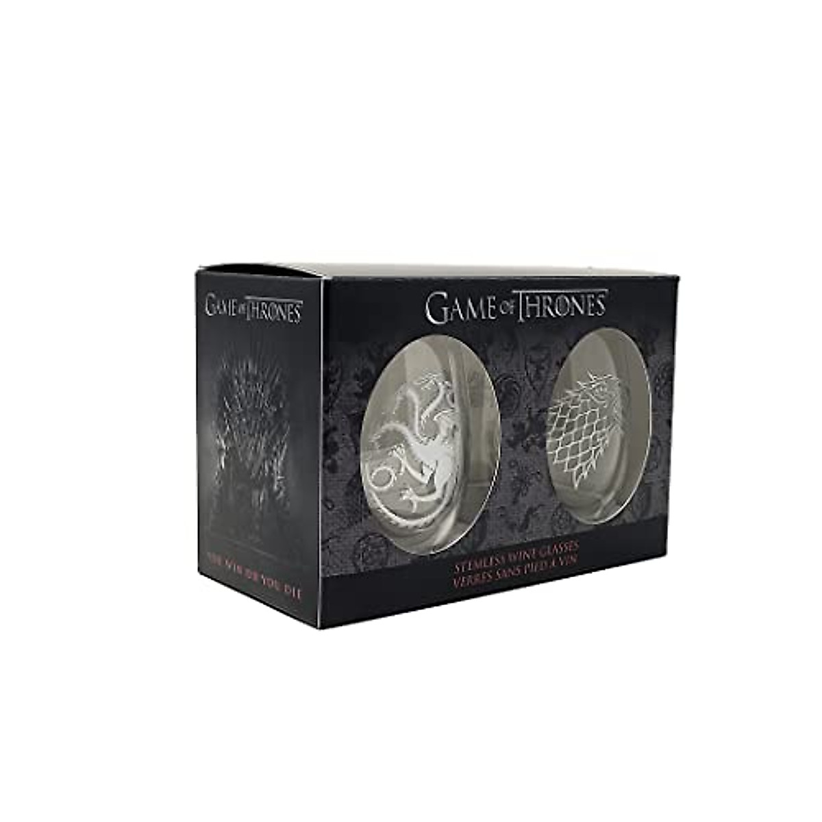 Game of Thrones Collectible Wine Glass Set (House Stark & House Targaryen)