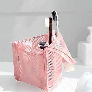 Shulemin Travel Toiletry Bag Make Up Bags, Portable Travel Makeup Brush Toothbrush Toothpaste Storage Bag Case Container for Bottles, Cosmetics,Bathroom Toiletries Grey