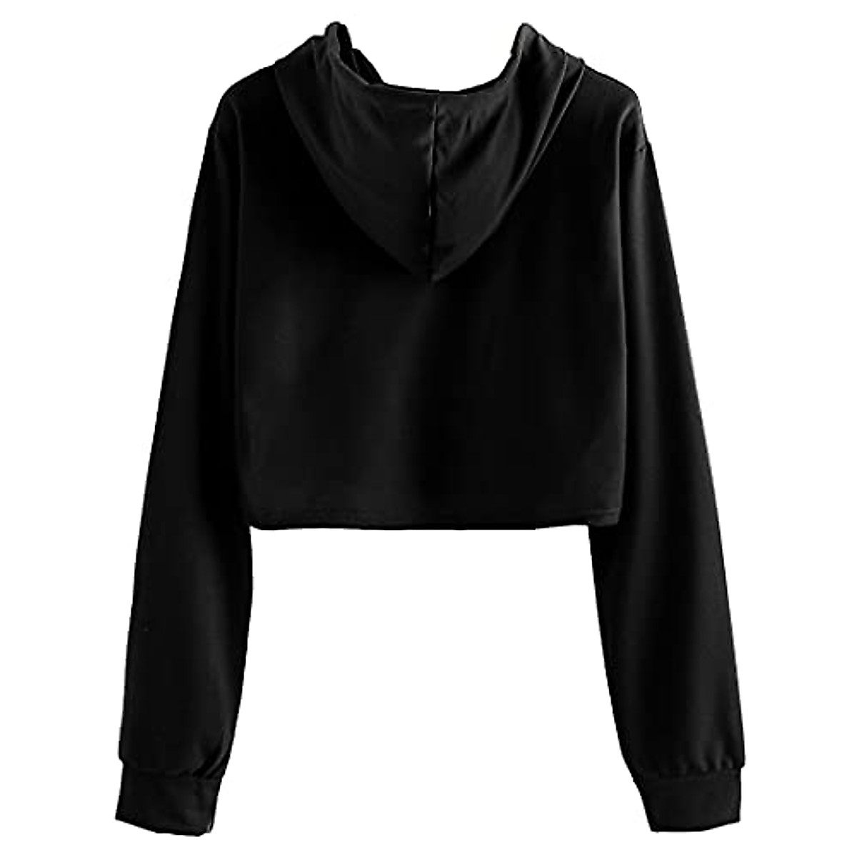 Remidoo Women's Casual Skull Print Long Sleeve Crop Top Hoodie Sweatshirt SK-Black Medium