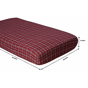 Bacati - Boys Red Plaids/Stripes Crib Sheet