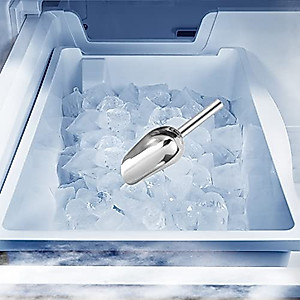 Stainless Steel Ice Scoop with Magnetic Holder for Ice Maker, Kitchen Freezer or Refrigerator，Great Accessory for house appliance with trackless Velcro Included if your appliances are non-magnetic
