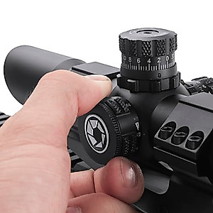 Barska Compact Rifle Scope Red/Green Illuminated Mil-Dot Reticle with Cantilever Rings - 1-4x28