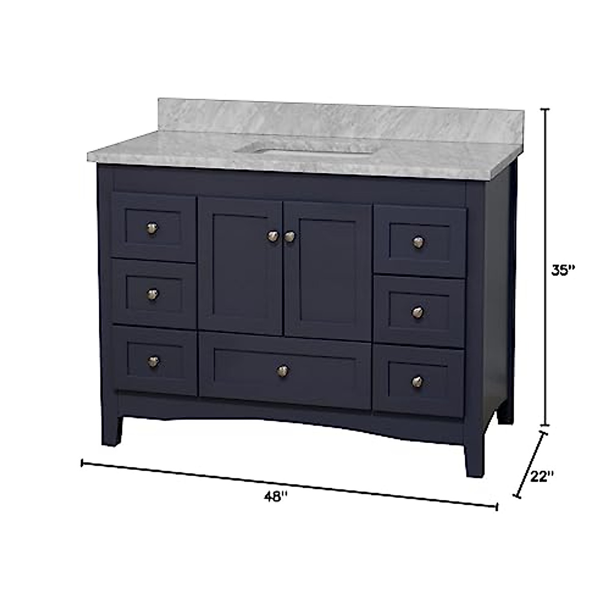 Abbey 48-inch Bathroom Vanity (Marine Gray/Carrara Marble): Includes Marine Gray Cabinet with Authentic Italian Carrara Marble Countertop and White Ceramic Sink