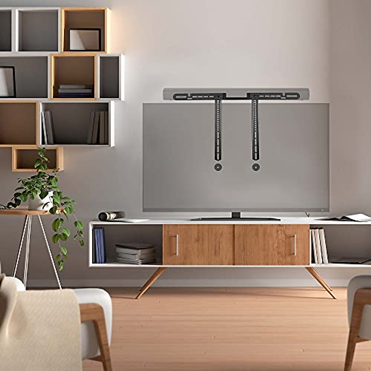 VIVO Steel Speaker Mount Designed for Sonos Arc Soundbar, Above or Below Wall Mounted TV, Fits VESA Widths up to 600mm, Black, MOUNT-SONOS3T