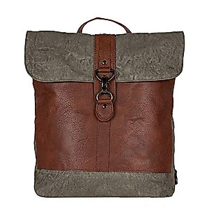 Mona B. Jamie Convertible Upcycled Canvas Tote and Landry Convertible Backpack with Vegan Leather Trim (Landry-Backpack Moss…)