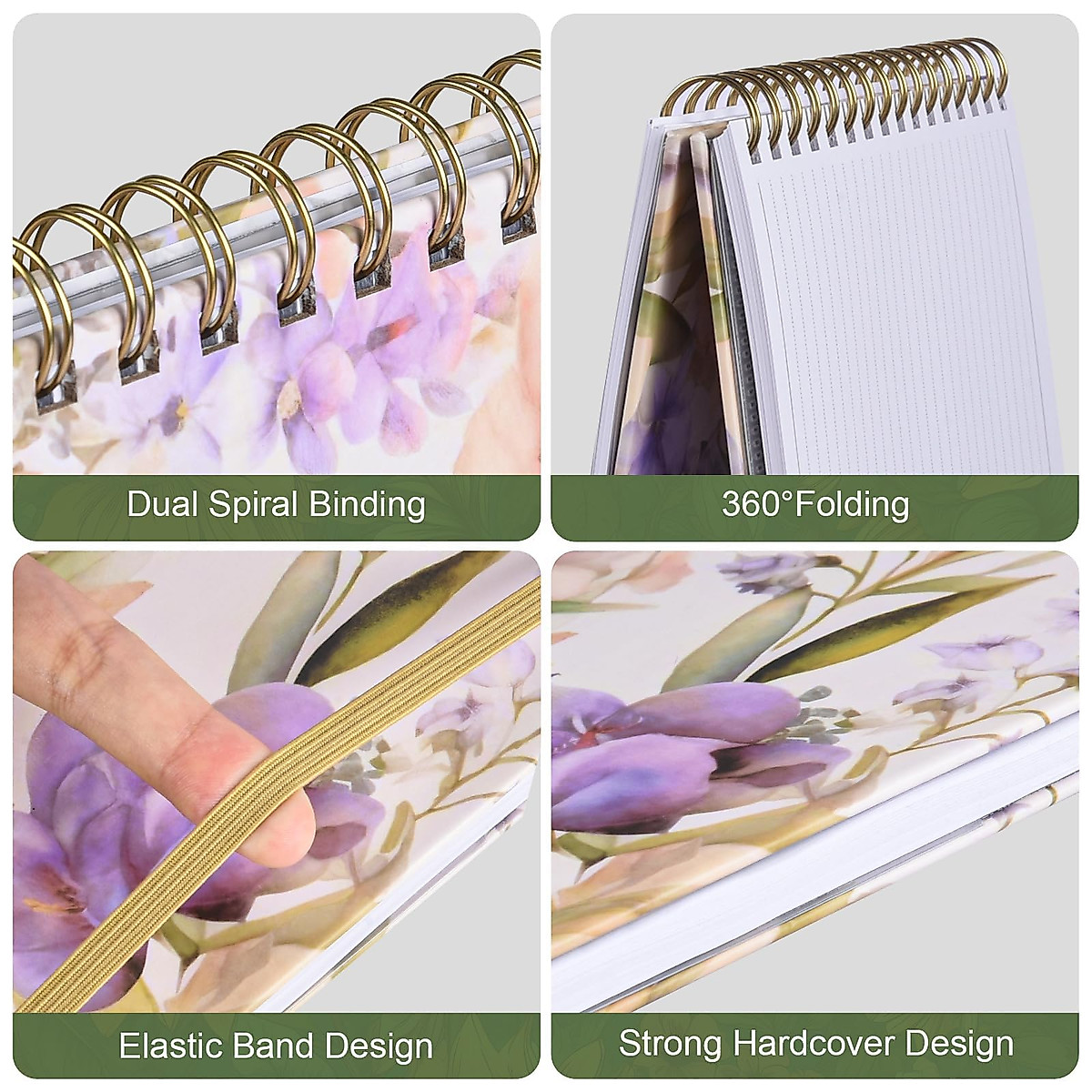 Spiral Notebook, A5 Lined Journal for Women, Hardcover Spiral Journal with 2 Pockets, College Ruled Notebooks, Cute Notebook for Office, School Supplies, Gifts (160 Pages, 6.3" x 8.46", Iris)