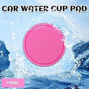 BEYPOVK Car Cup Holder Coaster, 4 Pack Universal Auto Anti Slip Cup Holder Insert Coaster, Silicone Coaster Car Interior Accessories (Pink)