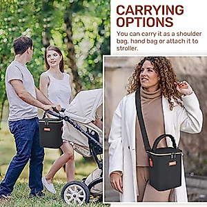 Breastmilk Cooler Bag with Ice Pack, Mancro Baby Bottle Bag Fits 4 Baby Bottles Up to 9 Ounce, Insulated Bottle Bag for Nursing Mom Daycare Travel, Breast Milk Cooler on The go with Strap, Black