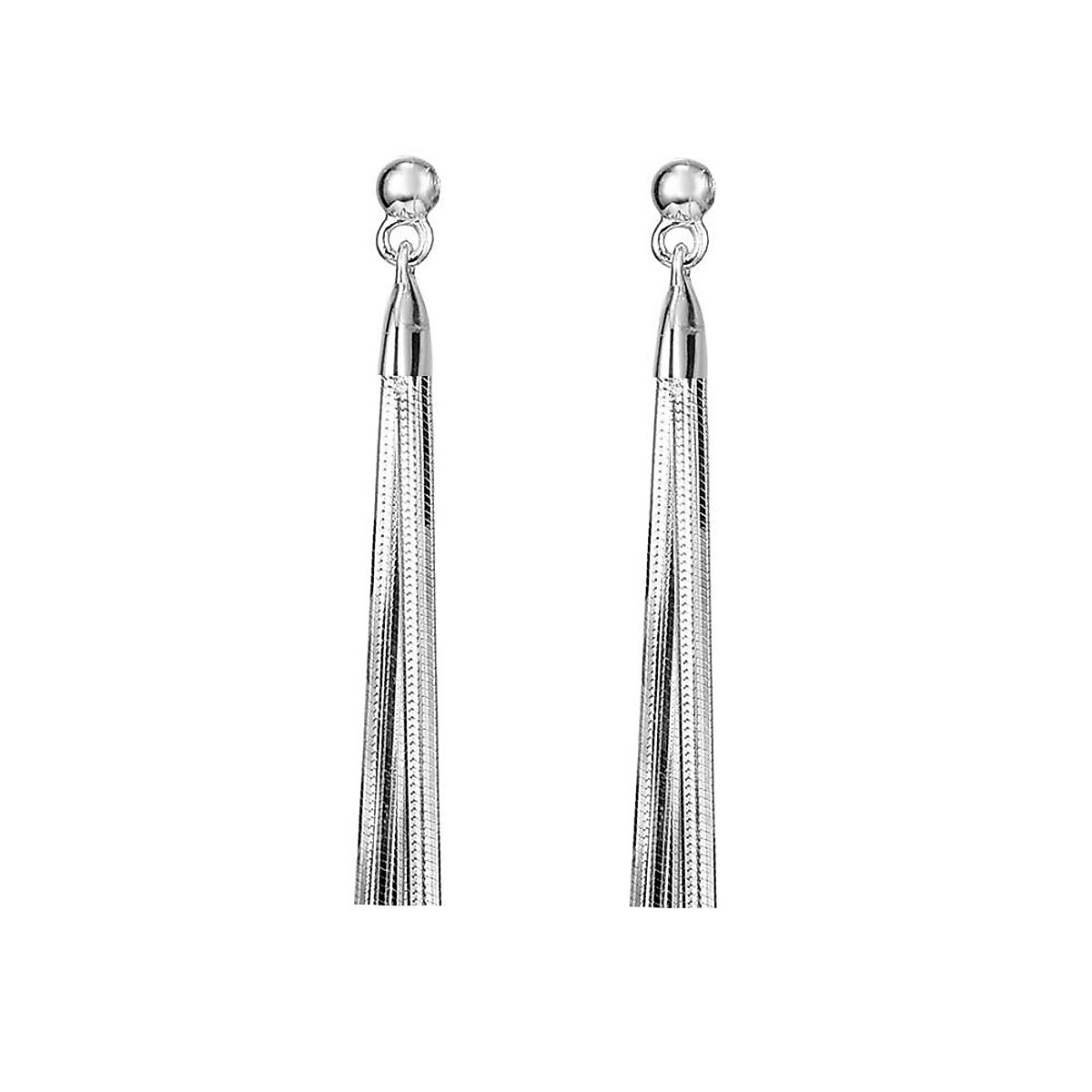Savlano 925 Sterling Silver White Yellow & Rose Color Dangle Drop Tassel Threader Stud Women Earrings (White)
