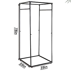 Clothing Store Fitting Room, Movable Square Changing Room, DIY Temporary Locker Room with Metal Landing Track, Privacy Screen Partition for Office Outdoor Activity and The Mall (Black, 39x39x78in)