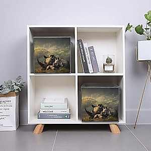 Rhino Animal Foldable Storage Bins with Handles Storage Cubes Closet Organizer for Living Room Bedroom 2PCS