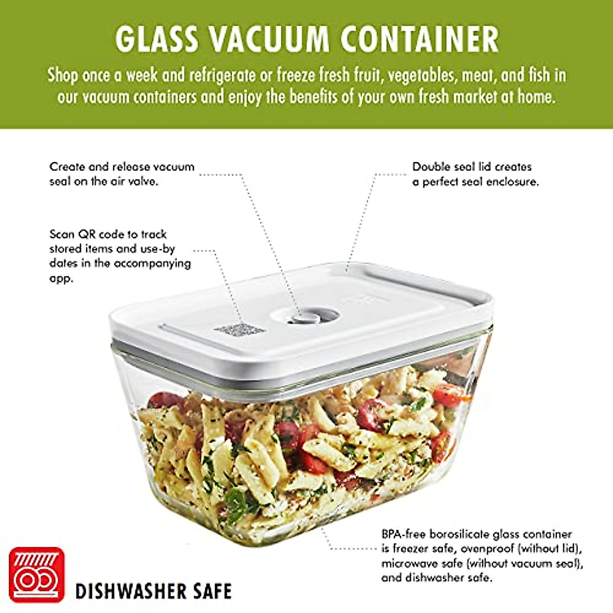ZWILLING Fresh & Save 2-Piece Small Glass Airtight Food Storage Container, Meal Prep Container