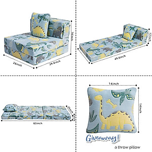 MeMoreCool Folding Sofa Bed Floor Mattress for Kids, Glow Tri Folding Mattress Kid Fold Up Sofa Futon Folding Chair Bed, Child Foldable Mattress Floor Bed Folding Couch Trifold Mattress for Playroom