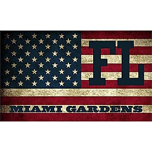 (x3) 2x3 inch Stickers | Reflective Miami Gardens FL Florida Miami-Dade County Vintage US Flag Sticker Graphic - Construction Toolbox, Hardhat, Lunchbox, Helmet, Mechanic, Luggage