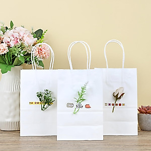 Moretoes 25pcs White Gift Bags 5.25x3.2x8 Inches Small Kraft Paper Bags with Handles Bulk, Retail Bags for Small Business, Shopping Bags, Birthday Wedding Party Favor Bags, Merchandise Bags