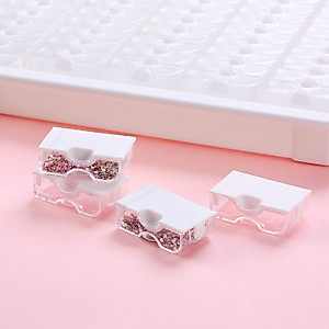 Diamond Bead Storage System, 78 Pcs Removable Clear Plastic Painting Drill Organizer with Snap Shut Lid for Nail Art Rhinestone Jewelry DIY Diamond Cross Stitch Tools and Other Small Items (White)